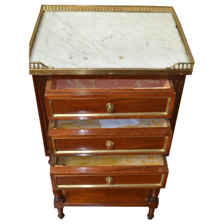 18th Century Louis XVI Mahogany Night Table with a White Marble Top For ...