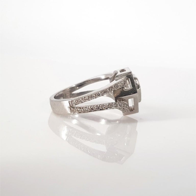 18 Ct White Gold Shield Cut Diamond Ring For Sale at 1stDibs