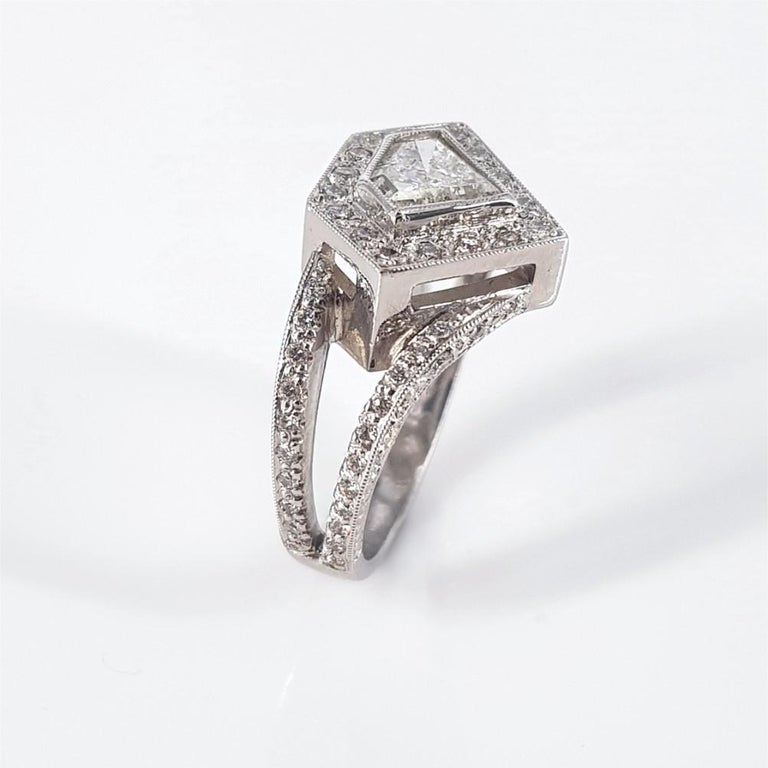 18 Ct White Gold Shield Cut Diamond Ring For Sale at 1stDibs