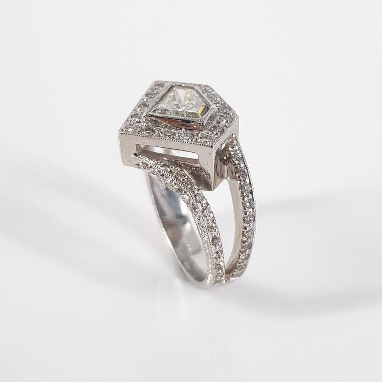 18 Ct White Gold Shield Cut Diamond Ring For Sale at 1stDibs