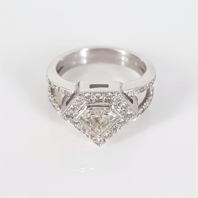 18 Ct White Gold Shield Cut Diamond Ring For Sale at 1stDibs