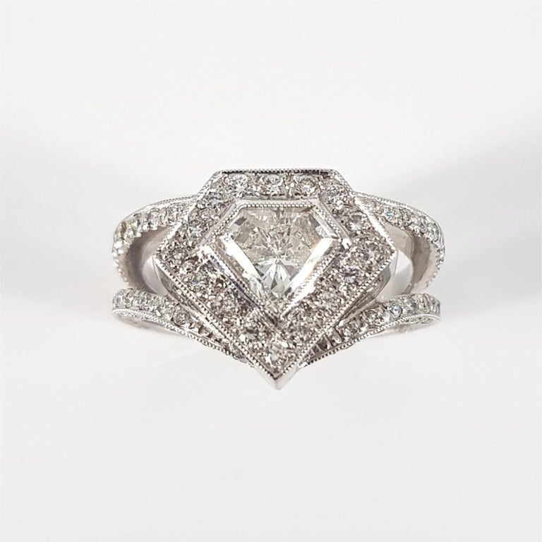 18 Ct White Gold Shield Cut Diamond Ring For Sale at 1stDibs