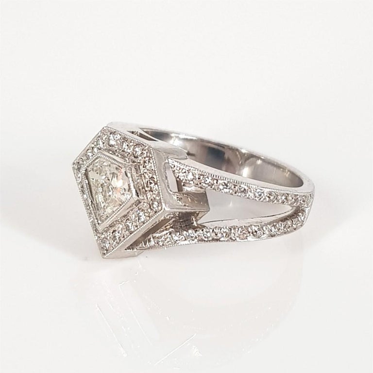 18 Ct White Gold Shield Cut Diamond Ring For Sale at 1stDibs