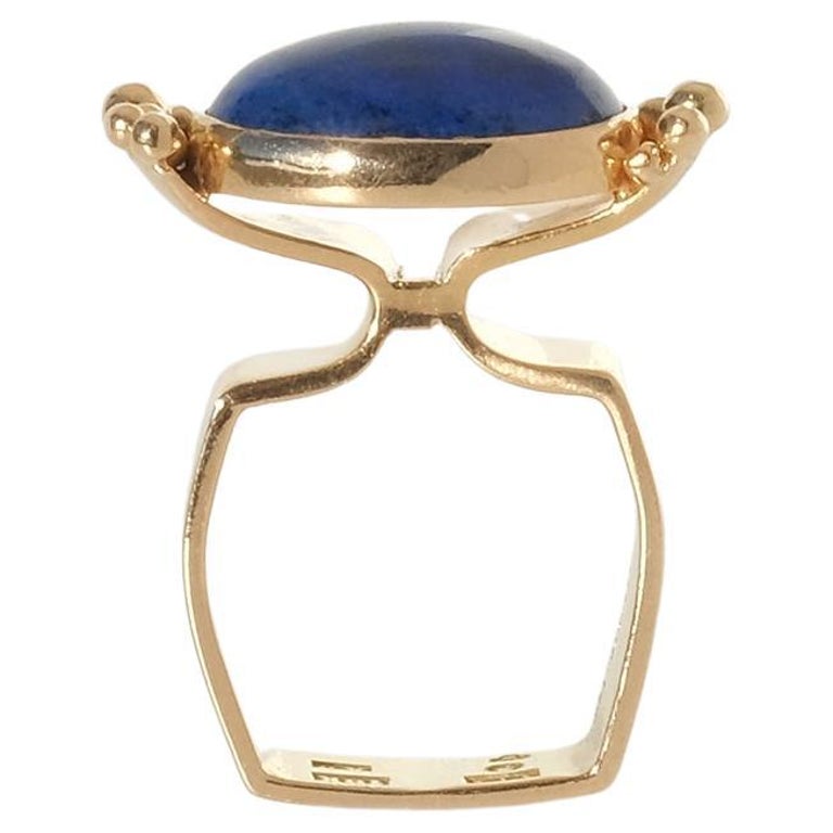 18 K Gold Ring with a Cabochon Cut Lapis Lazuli Stone, Made in 1972 For ...