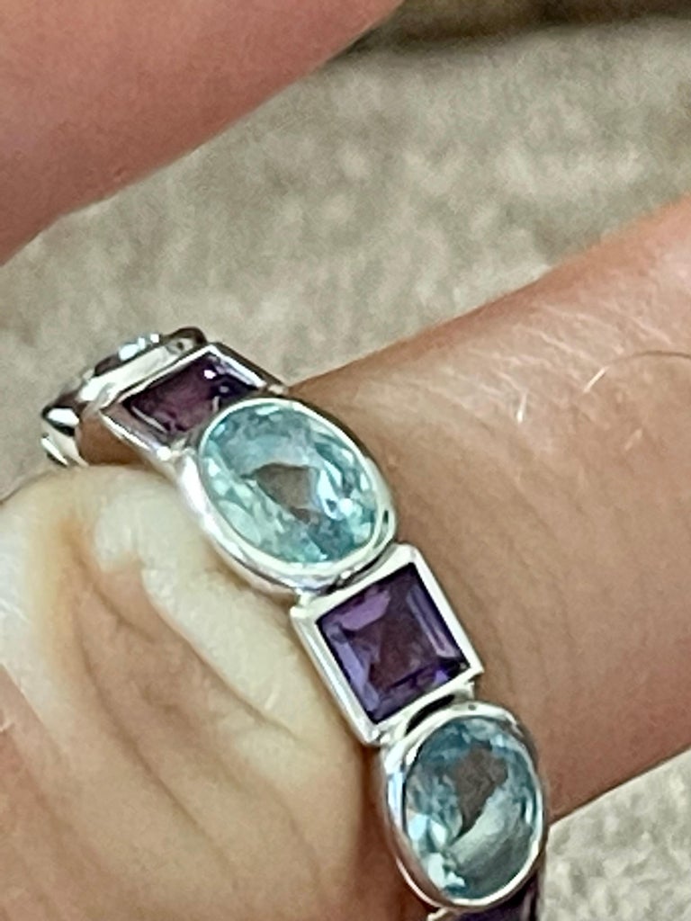 18 K White Gold Eternity Band Aquamarine Amethyst For Sale at 1stDibs