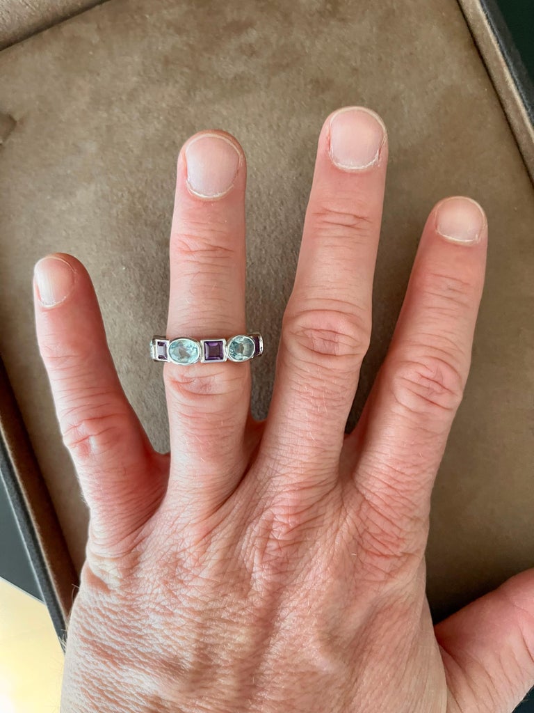 18 K White Gold Eternity Band Aquamarine Amethyst For Sale at 1stDibs
