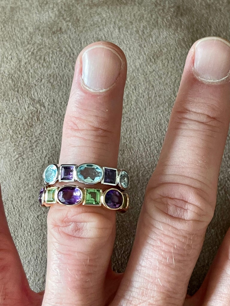 18 K White Gold Eternity Band Aquamarine Amethyst For Sale at 1stDibs