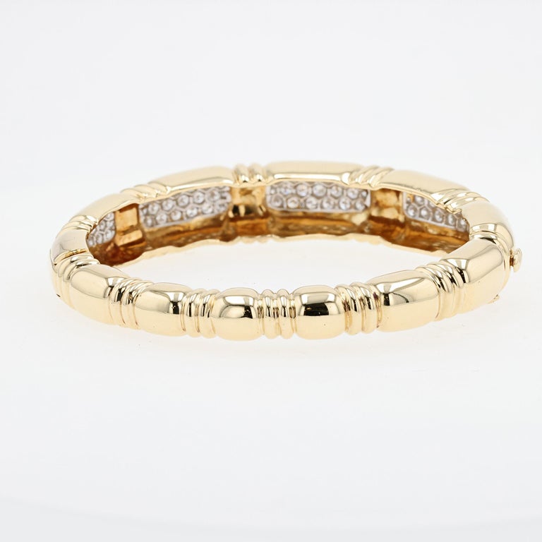 18k Yellow Gold and Platinum Diamond Bangle Bracelet For Sale at 1stDibs