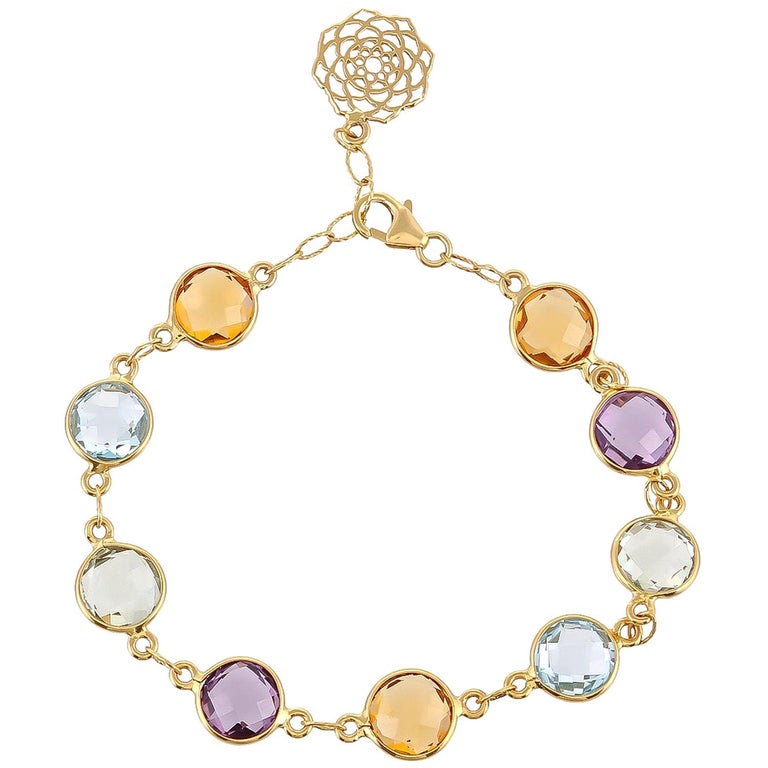 18 Karat 17.12 Carat Multi Round Briolettes Simple Bracelet at 1stDibs