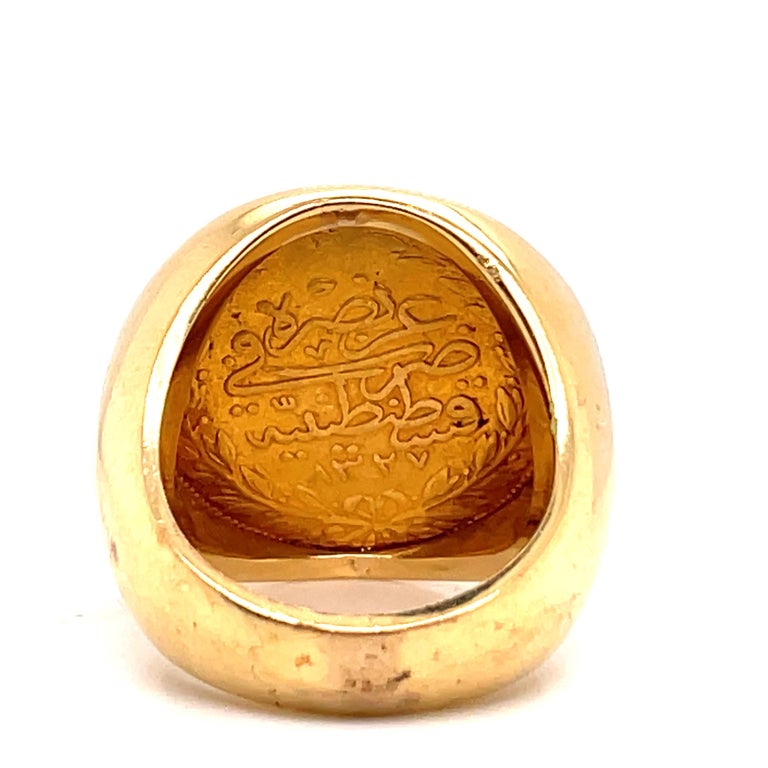 18 Karat and 21 Karat Yellow Gold Coin Ring 28.6 Grams For Sale at ...