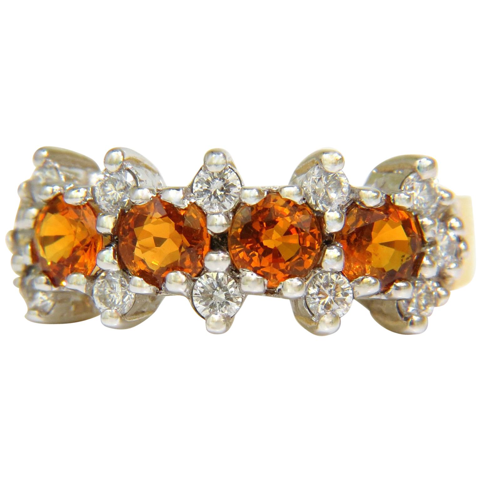 Diamond and Natural Fine Burma Spinel Band Ring at 1stDibs