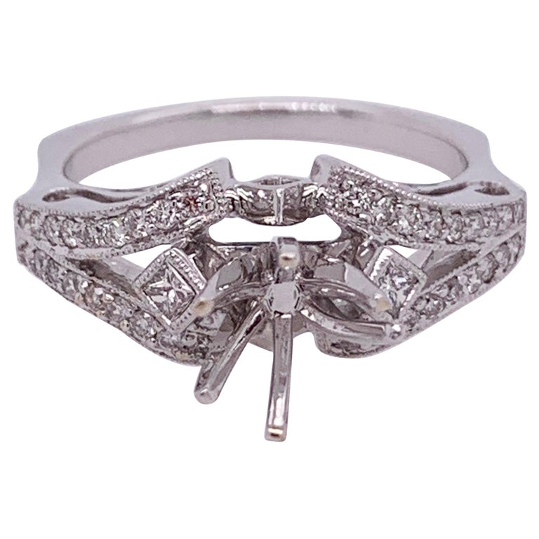 18 Karat 750 White Gold Engagement Ring Setting at 1stDibs