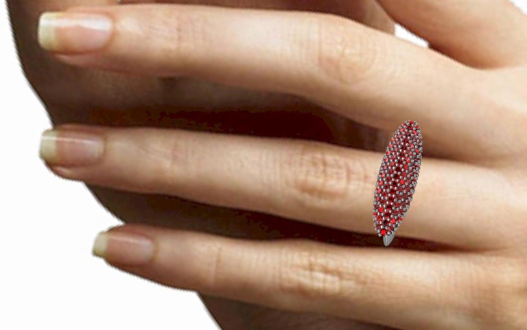 Customizable Platinum Ruby Long Dome Ring For Sale at 1stDibs