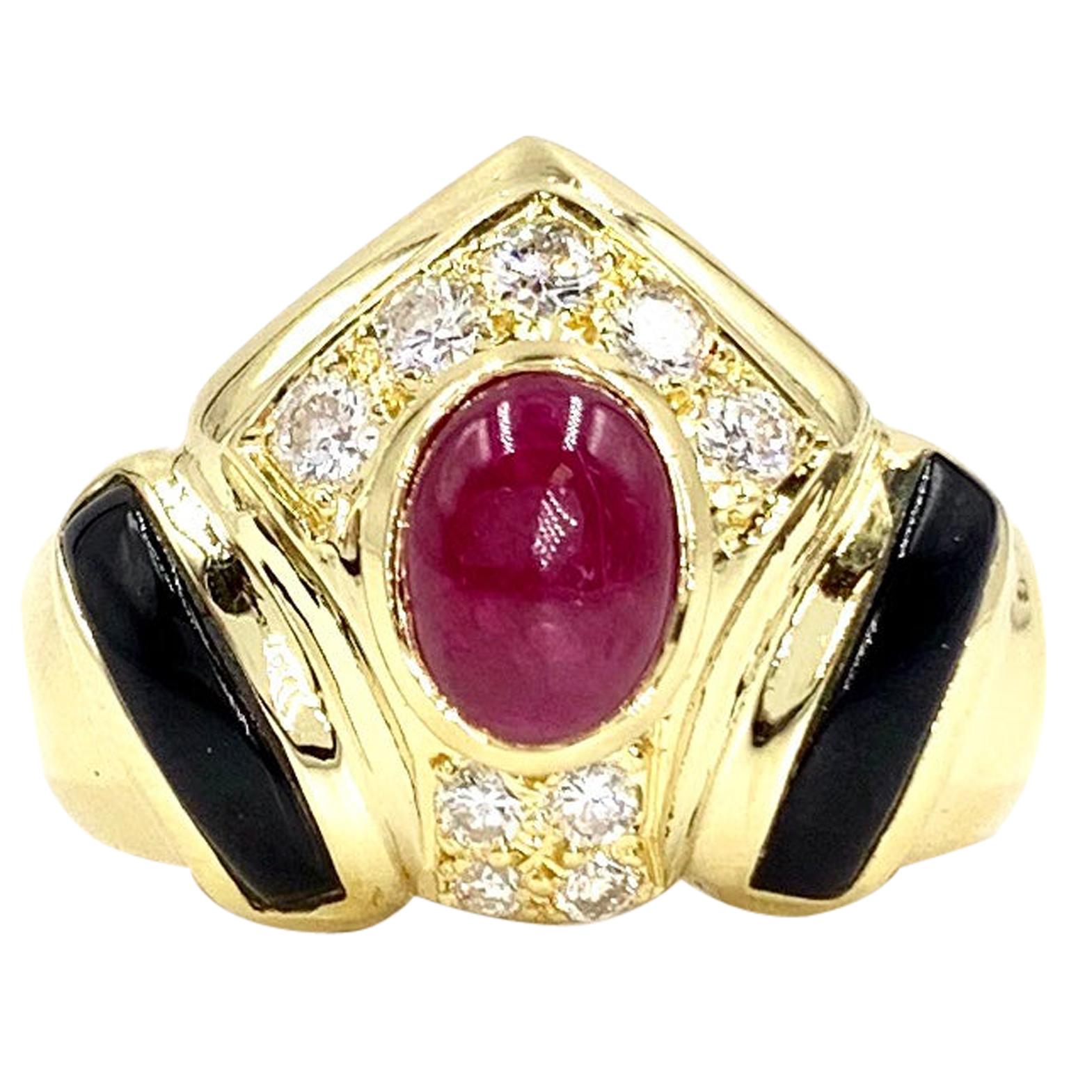 Ruby Onyx And Diamond Ring - 13 For Sale on 1stDibs