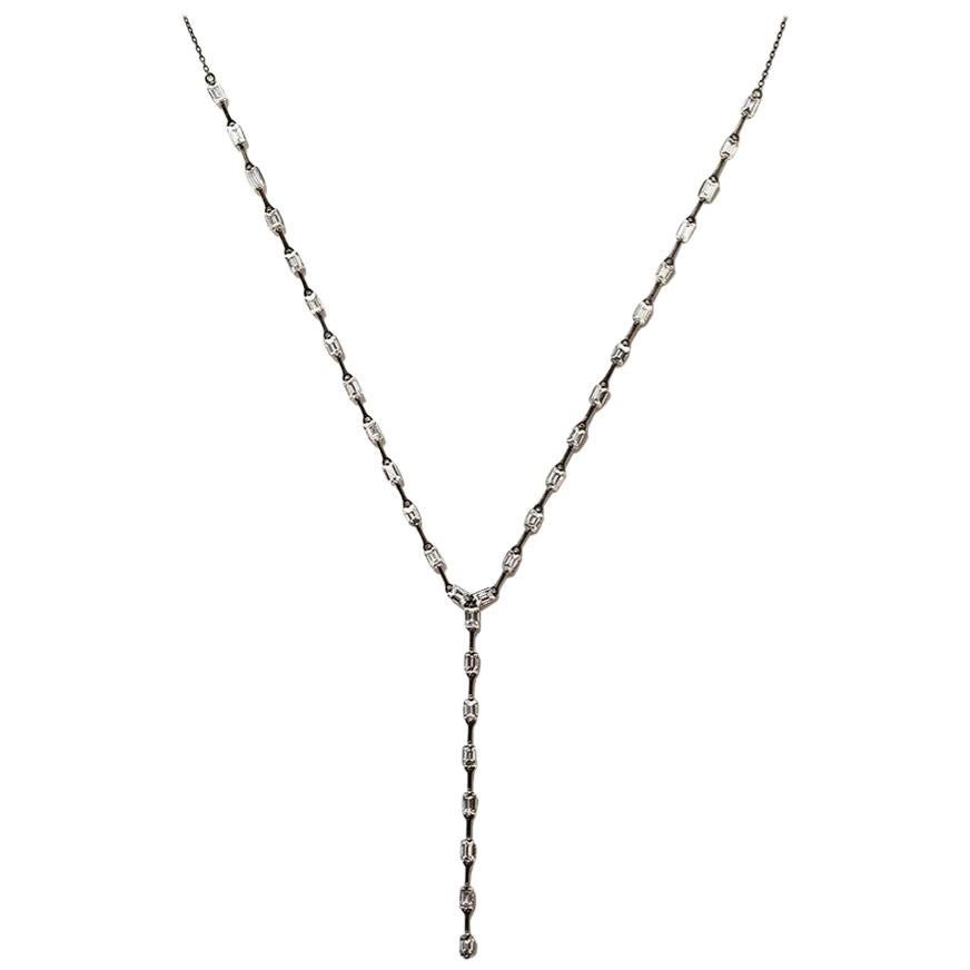 Diamond Platinum Lariat Necklace at 1stDibs