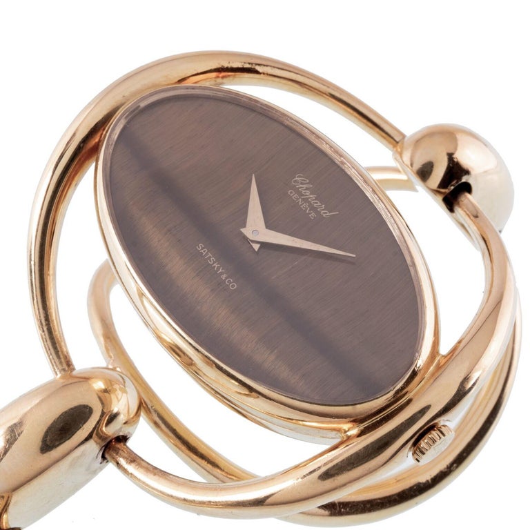 18 Karat Chopard Watch with Tigers Eye Dial For Sale at 1stDibs
