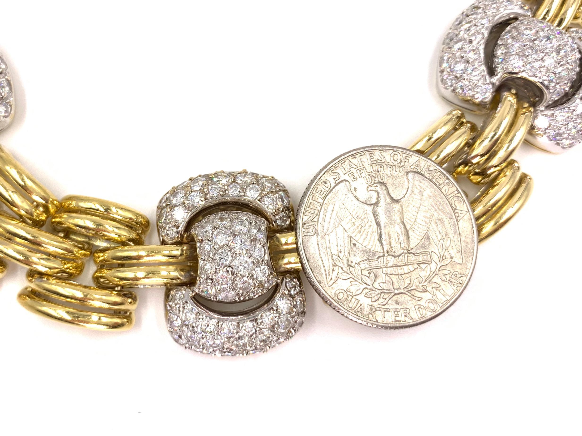 18 Karat Chunky Linked Collar Diamond Necklace For Sale at 1stDibs