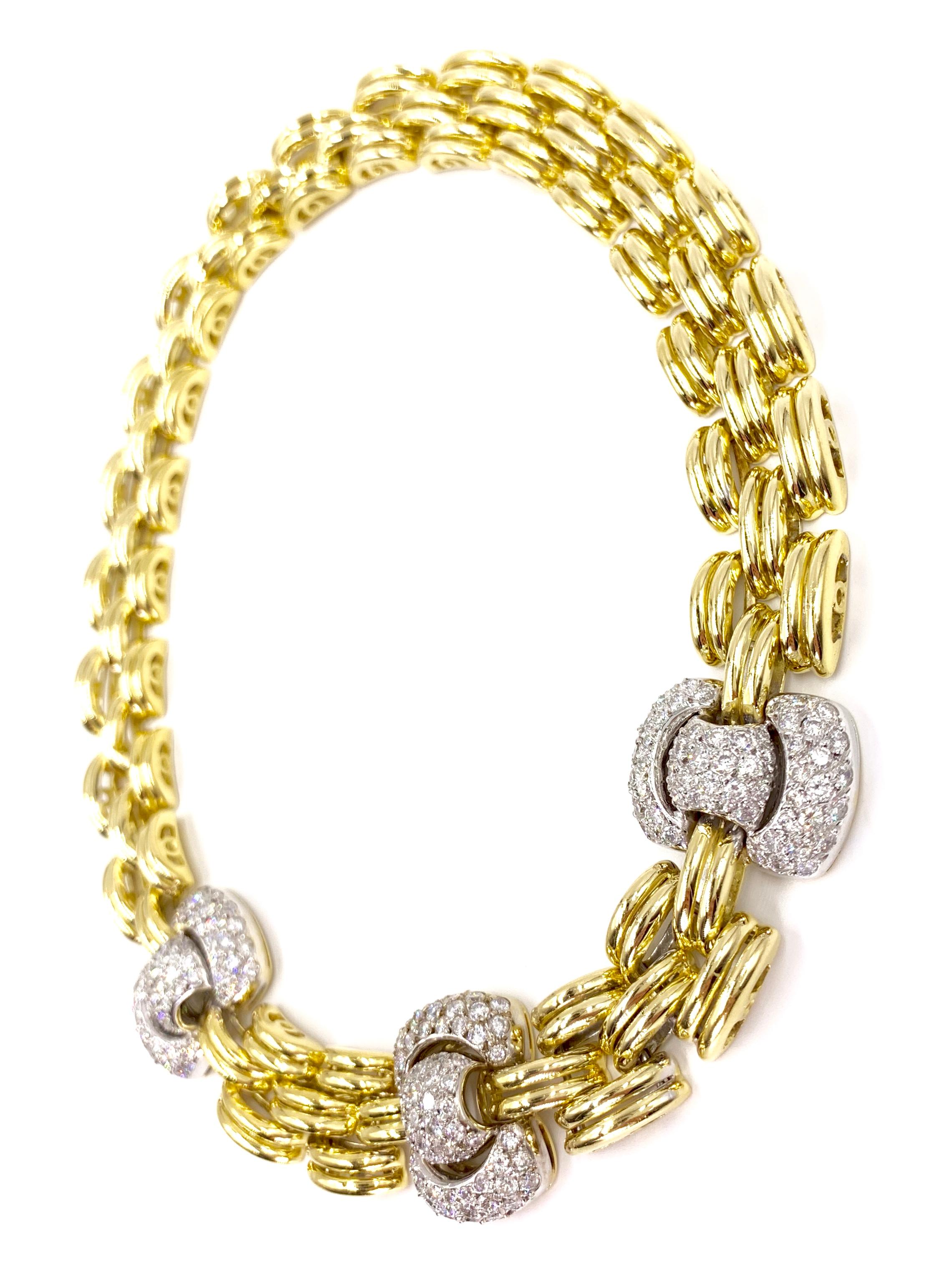 18 Karat Chunky Linked Collar Diamond Necklace For Sale at 1stDibs