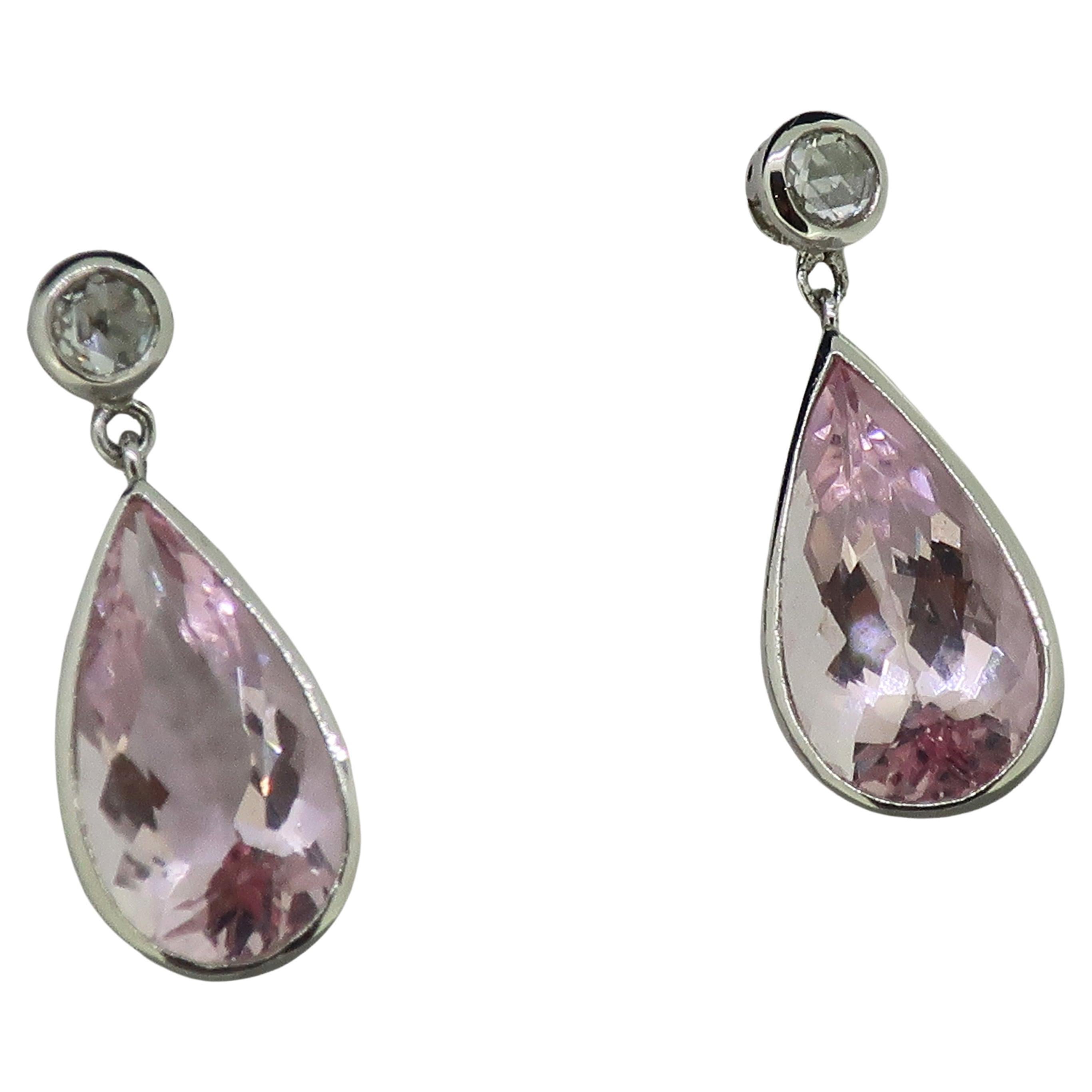 18 Carat Gold Golden Beryl and White Diamond Earrings For Sale at 1stDibs