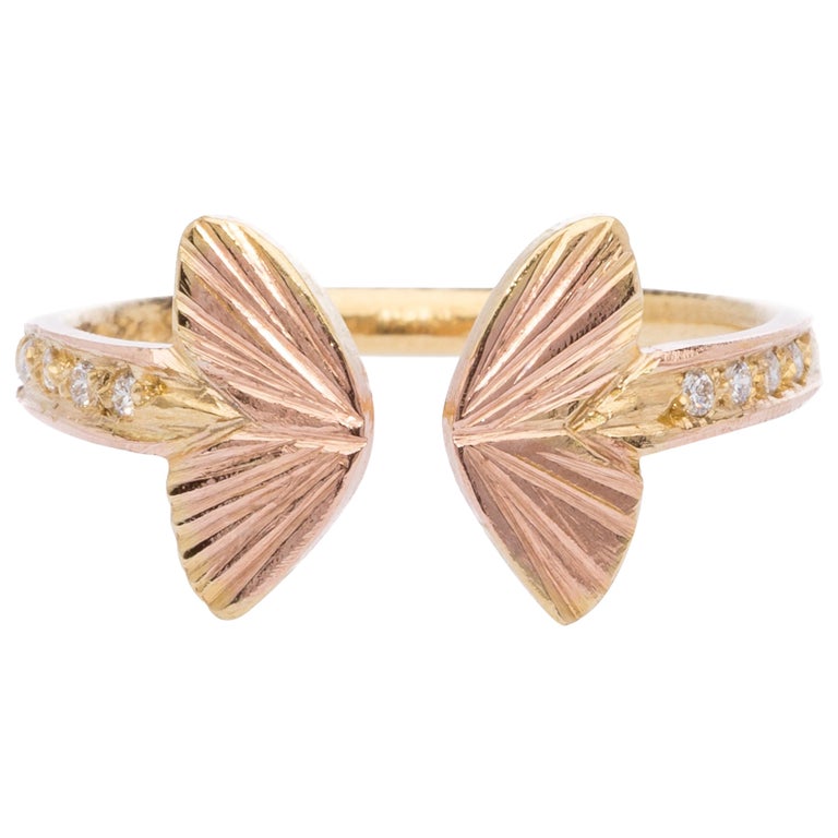 18 Karat Diamond Baby Asterope Butterfly Open Wing Ring For Sale at ...