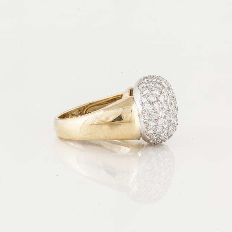 Domed Diamond Ring in 18K Gold For Sale at 1stDibs