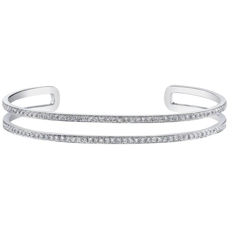 18 Karat Diamond Double Line Cuff For Sale at 1stDibs