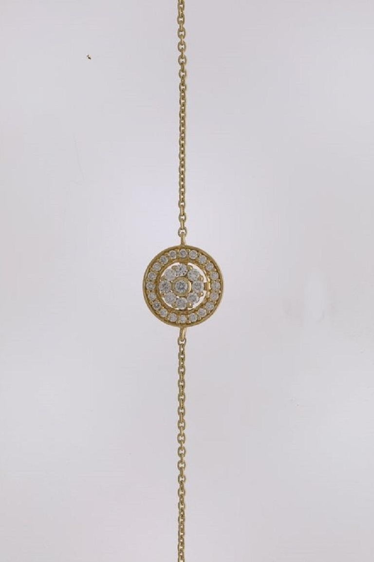 18 Karat Diamond Flower Yellow Gold Bracelet Bangle With Vs Gh Diamonds