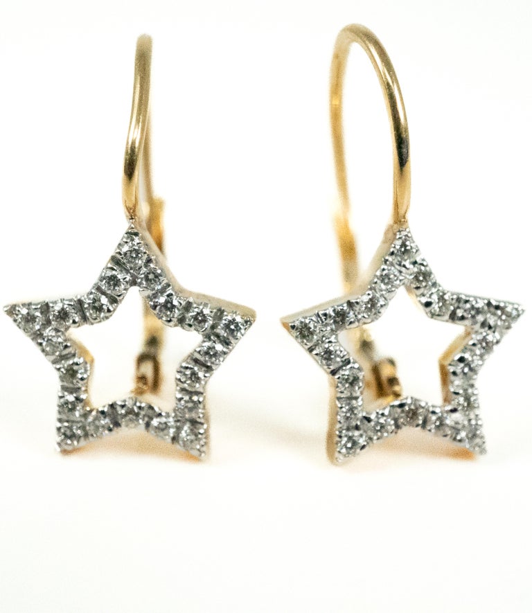 18 Karat Diamond Star Earrings For Sale at 1stDibs