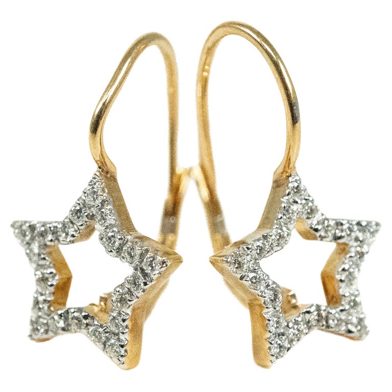 18 Karat Diamond Star Earrings For Sale at 1stDibs