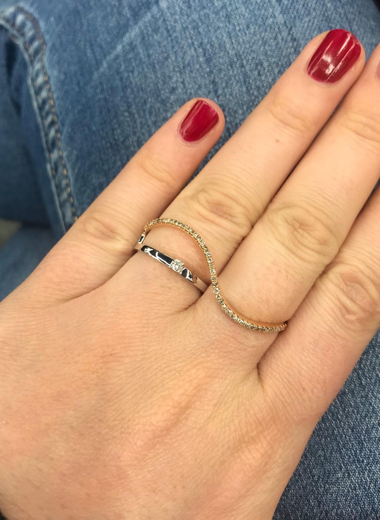 18 Karat Double Finger Diamond Ring 0.27 Carat For Sale at 1stDibs