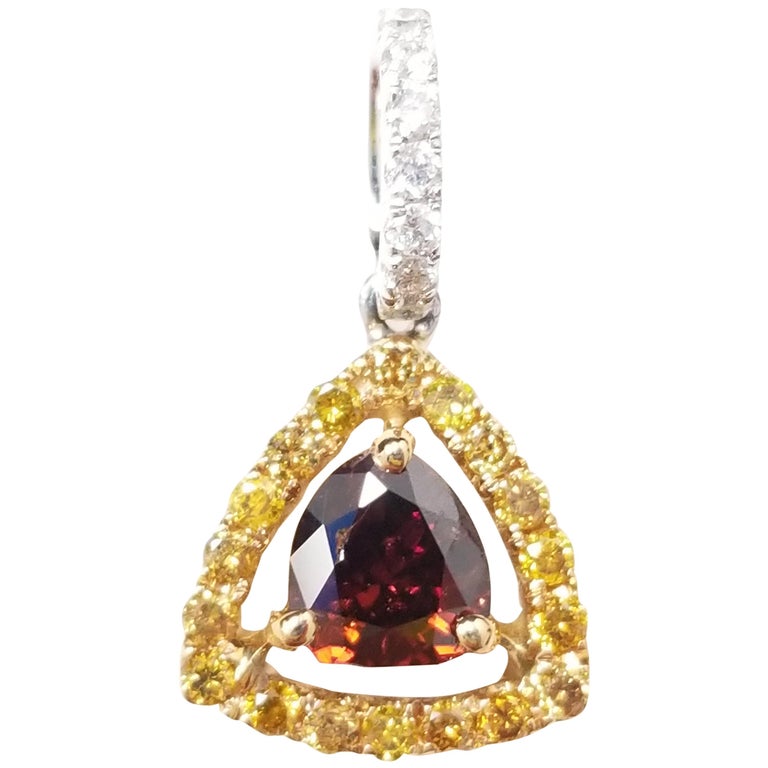 GIA Certified 0.37 Carat Fancy REDDISH ORANGE Color Heart Shape 18K For ...