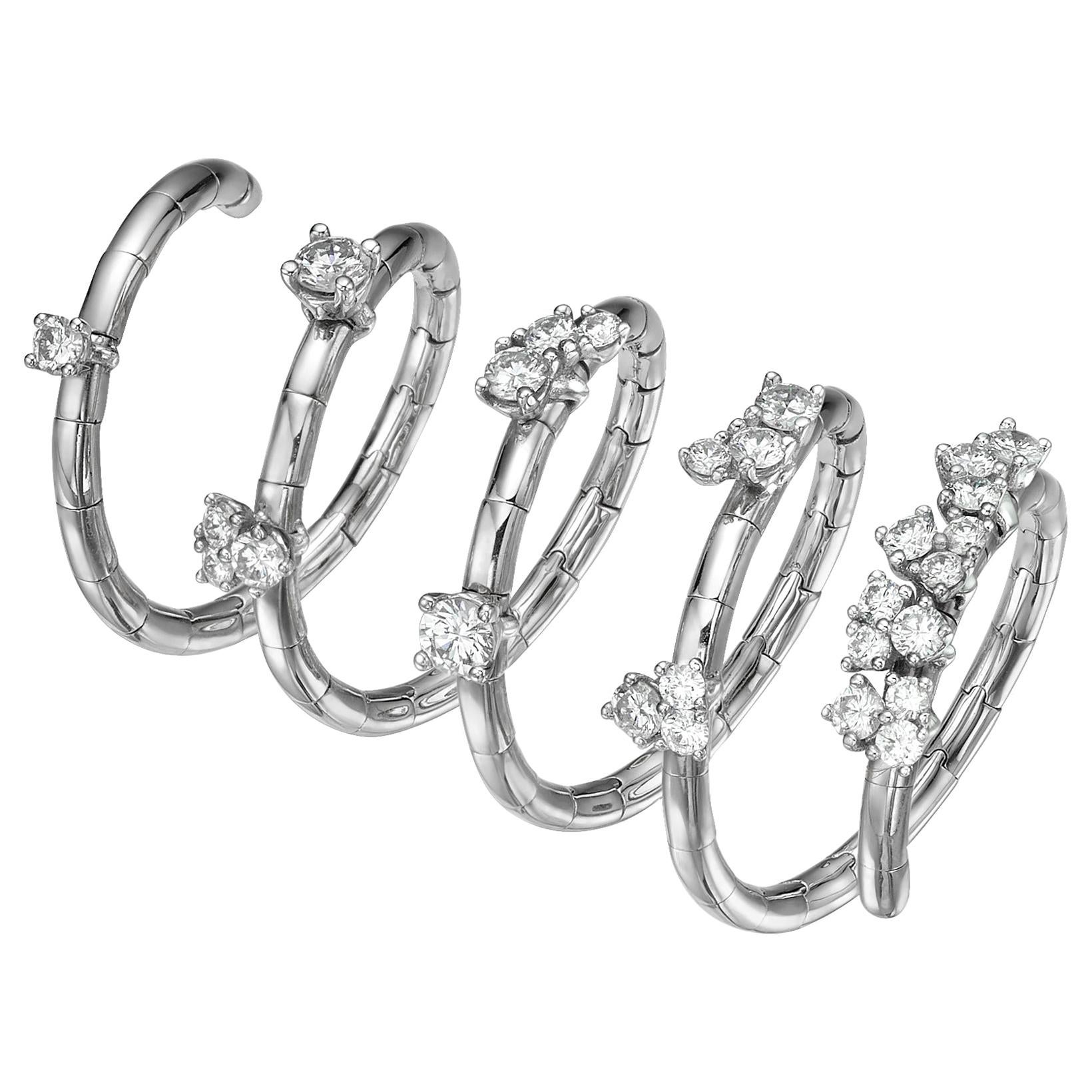 18 Karat Gold, 1.3 Carat, F Color, VS Clarity, Multi-Layer Diamond Crusted Ring For Sale at 1stDibs