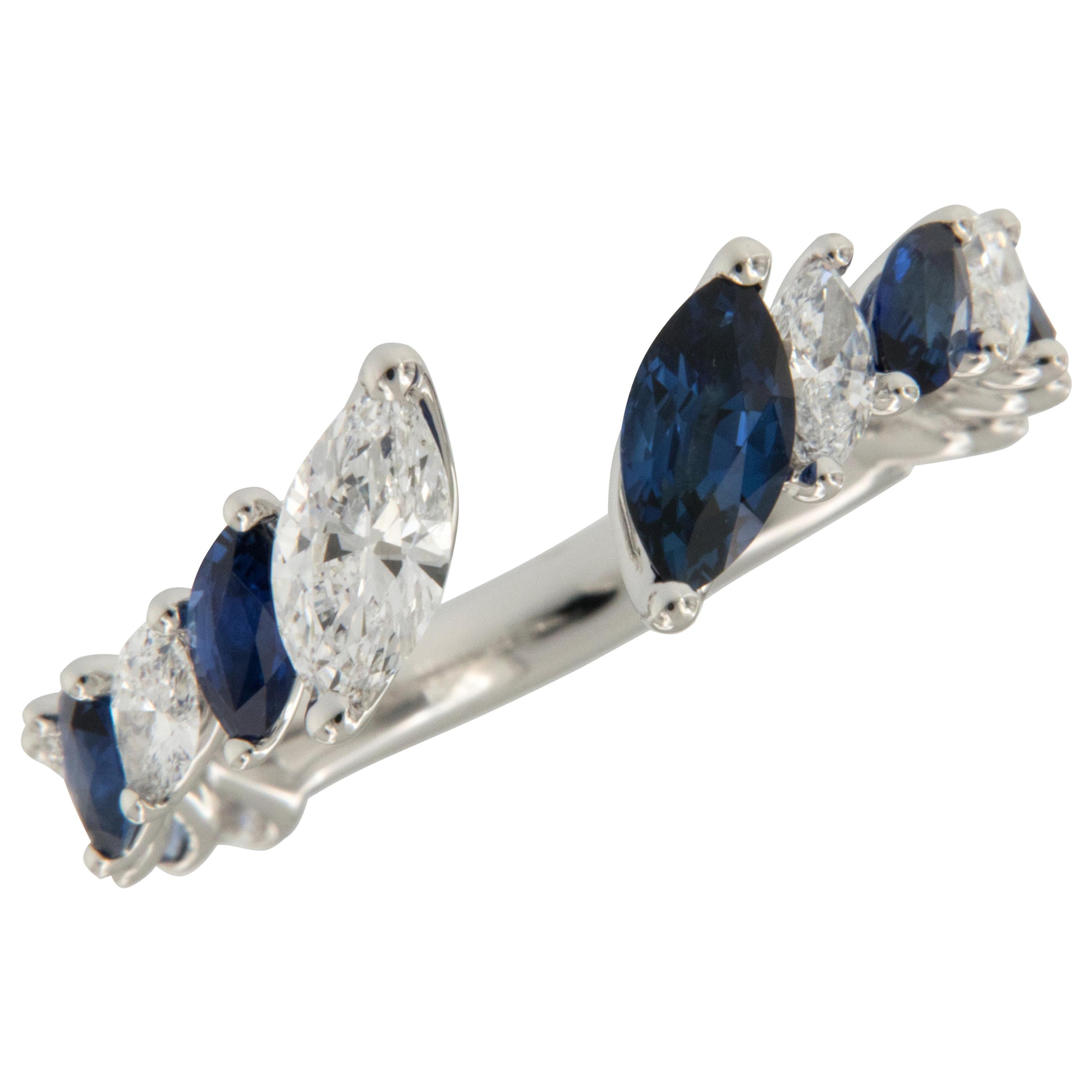 18 Karat Rose Gold Diamond, Ruby and Pink Sapphire Open Bypass Band ...