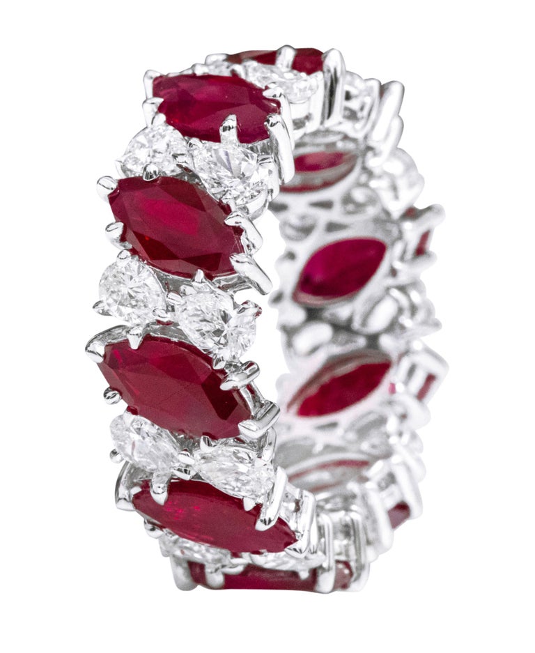 18 Karat Gold 9.50 Carat Ruby and Diamond Solitaire Diamond Eternity ...