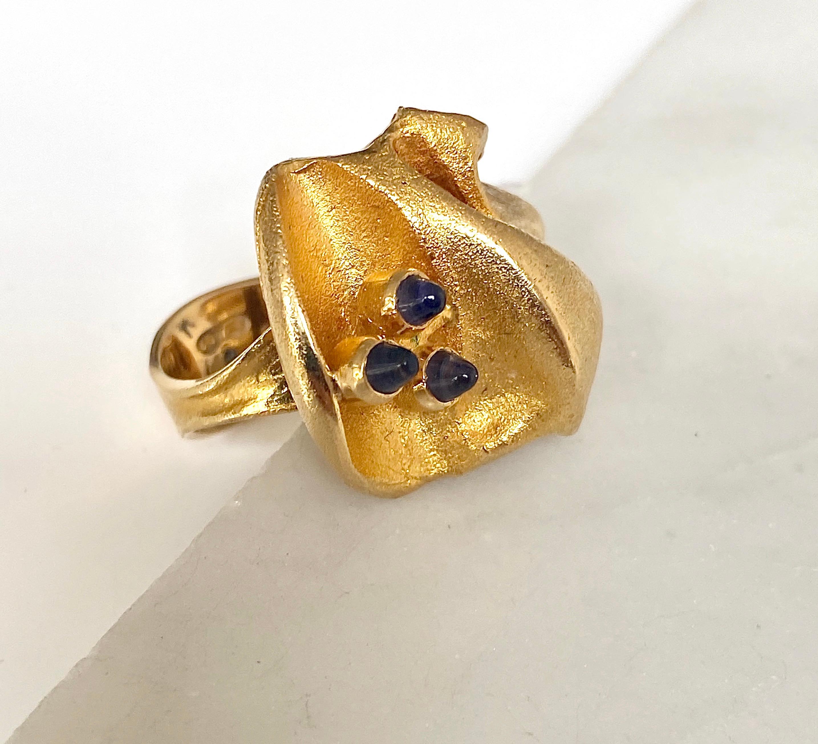 18 Karat Gold and Amethyst Ring Designed by Bjorn Weckstrom, Finland ...