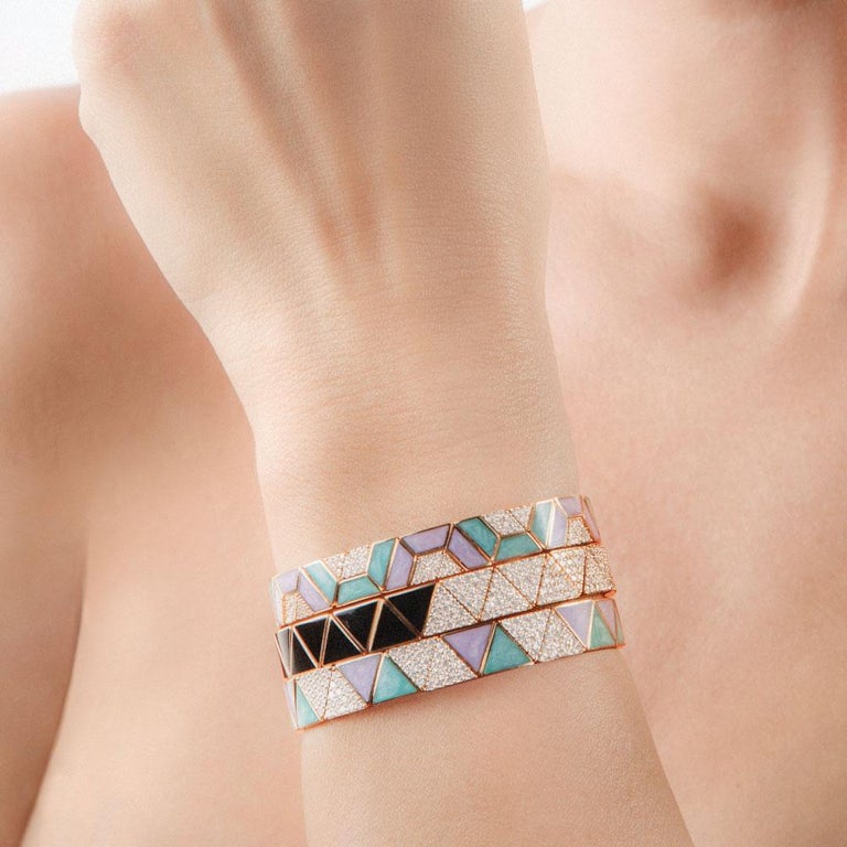 18 Karat Gold and 0.91 Carat White Diamond Elixir Bracelet by Alessa ...