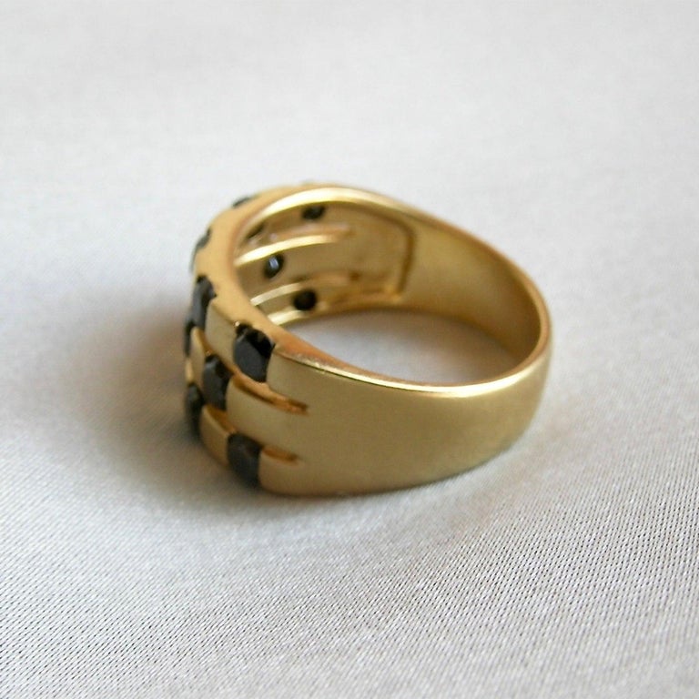 Customizable 18 Karat Gold and Black Diamond Checker Pattern Ring For Sale at 1stDibs