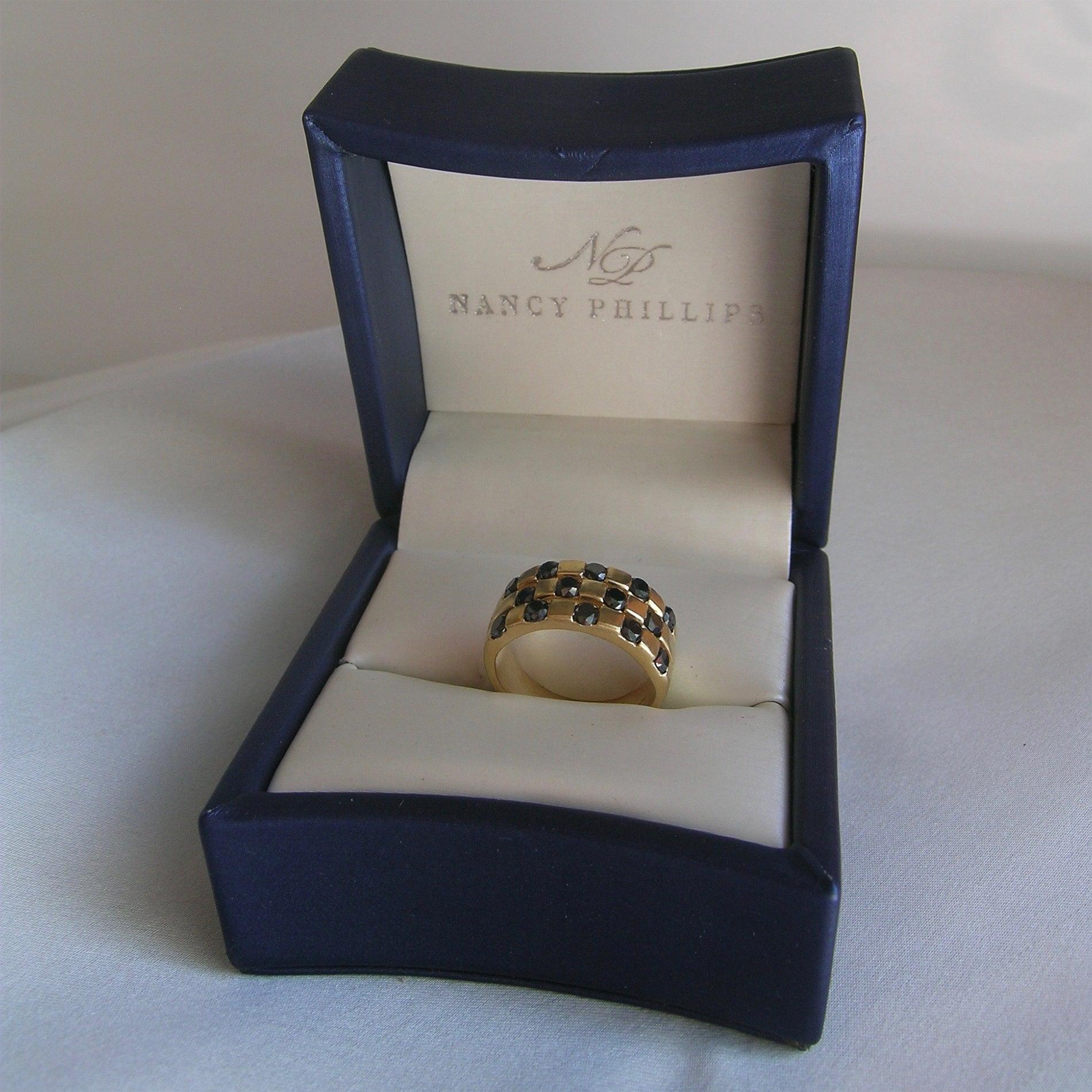 Customizable 18 Karat Gold and Black Diamond Checker Pattern Ring For ...