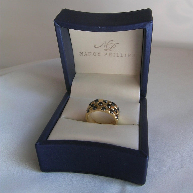 Customizable 18 Karat Gold and Black Diamond Checker Pattern Ring For ...