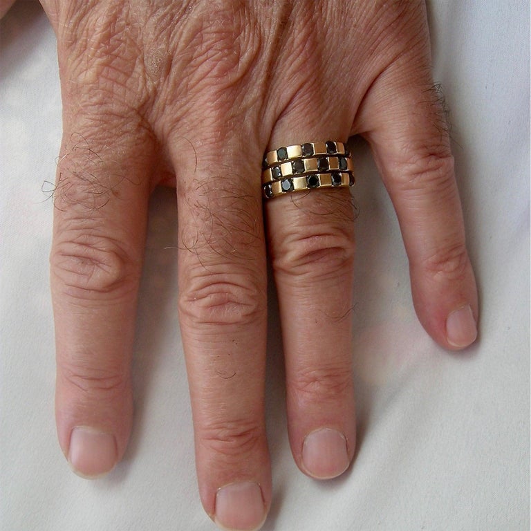 Customizable 18 Karat Gold and Black Diamond Checker Pattern Ring For ...