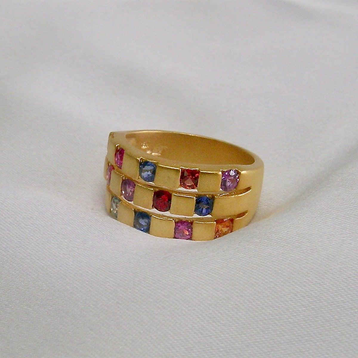 Customizable 18 Karat Gold and Black Diamond Checker Pattern Ring For ...