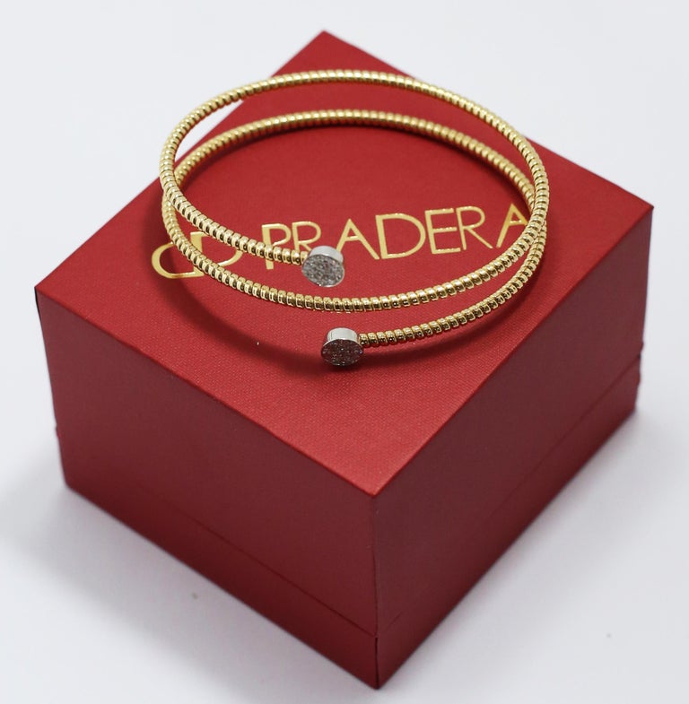 K di kuore 18k Gold and Pavé Diamonds Double Bangle Bracelet at 1stDibs