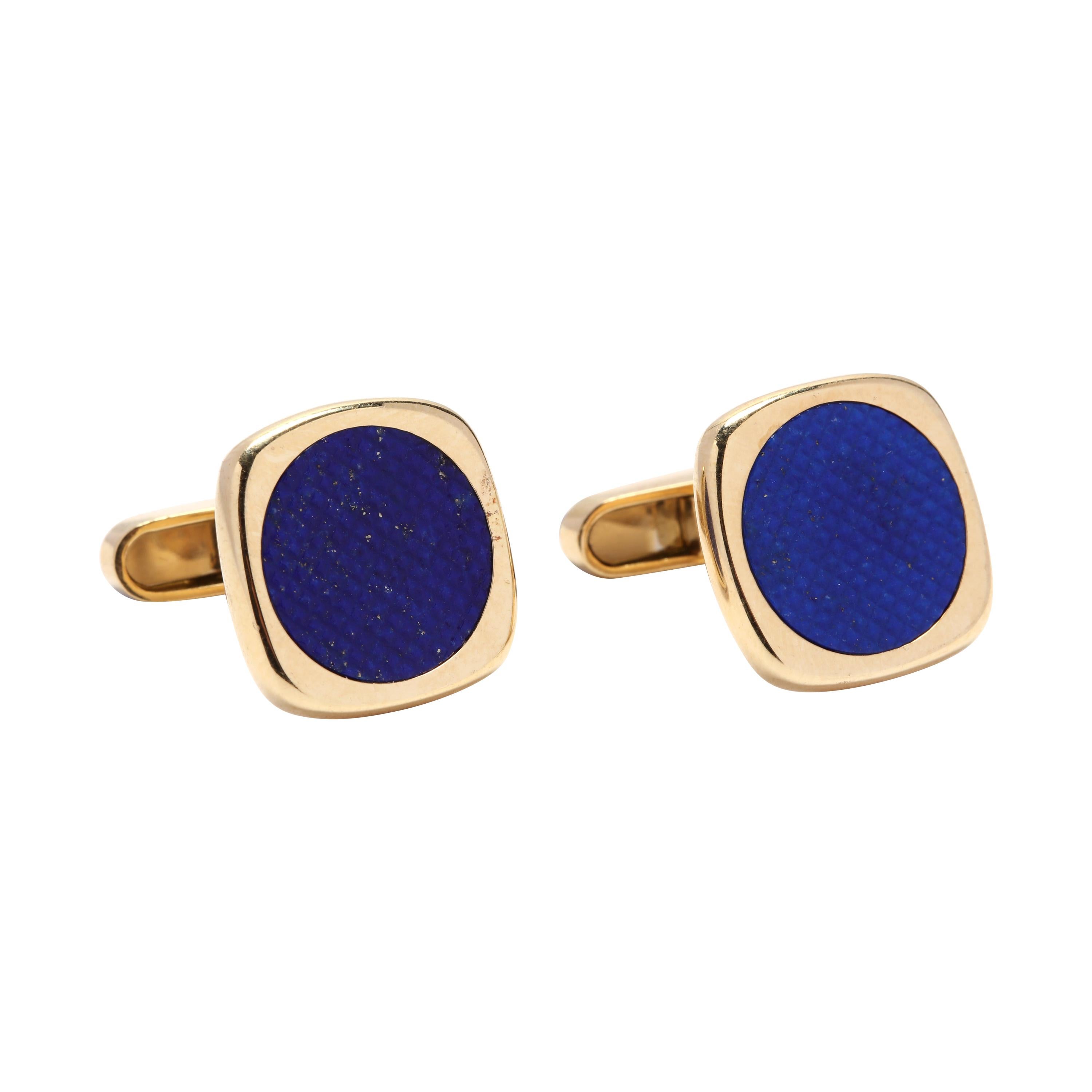 Schlumberger, Lapis Stone and 18 Karat Gold Cufflinks For Sale at 1stDibs