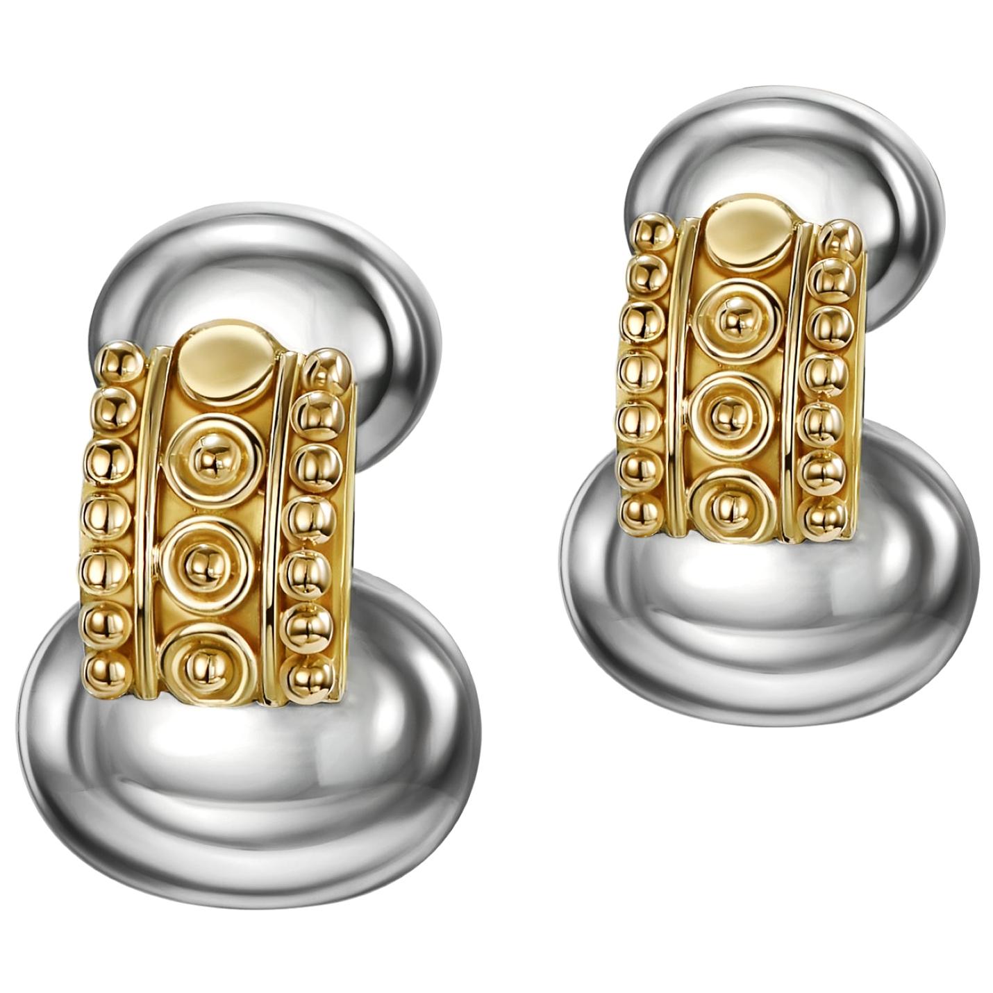 Auth Caviar 925 Sterling Silver and 18 Karat Gold 3 Raw Omega Back ...