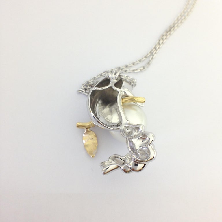 Petronilla 18 Karat Gold Animal Stoat Diamond Australian Pearl Pendant ...