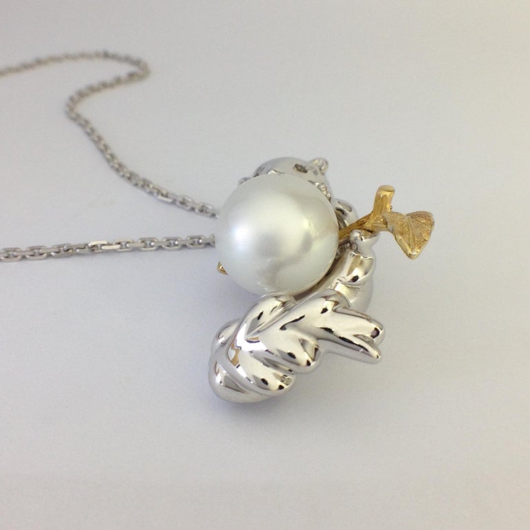 Petronilla 18 Karat Gold Animal Stoat Diamond Australian Pearl Pendant ...