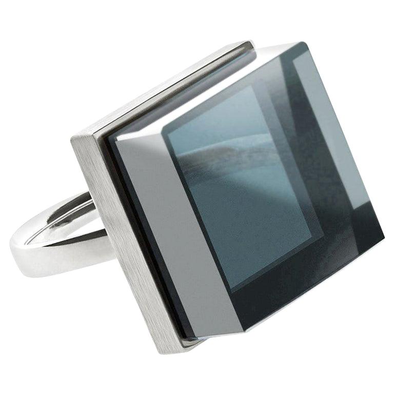 18 Karat Gold Art Deco Style Ink Ring Blue Topaz by Artist, Featured in ...