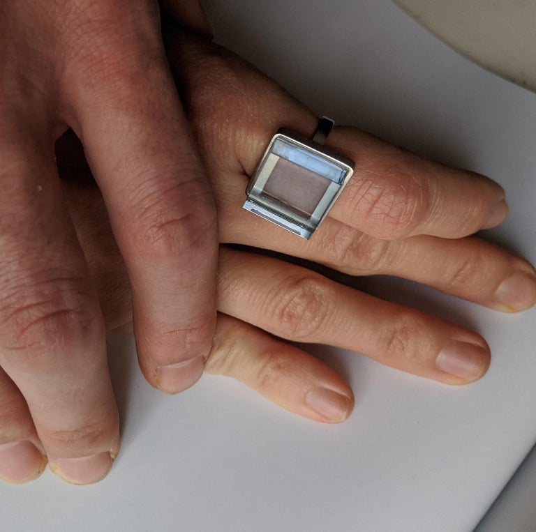 18 Karat Gold Art Deco Style Ink Ring Blue Topaz by Artist, Featured in ...