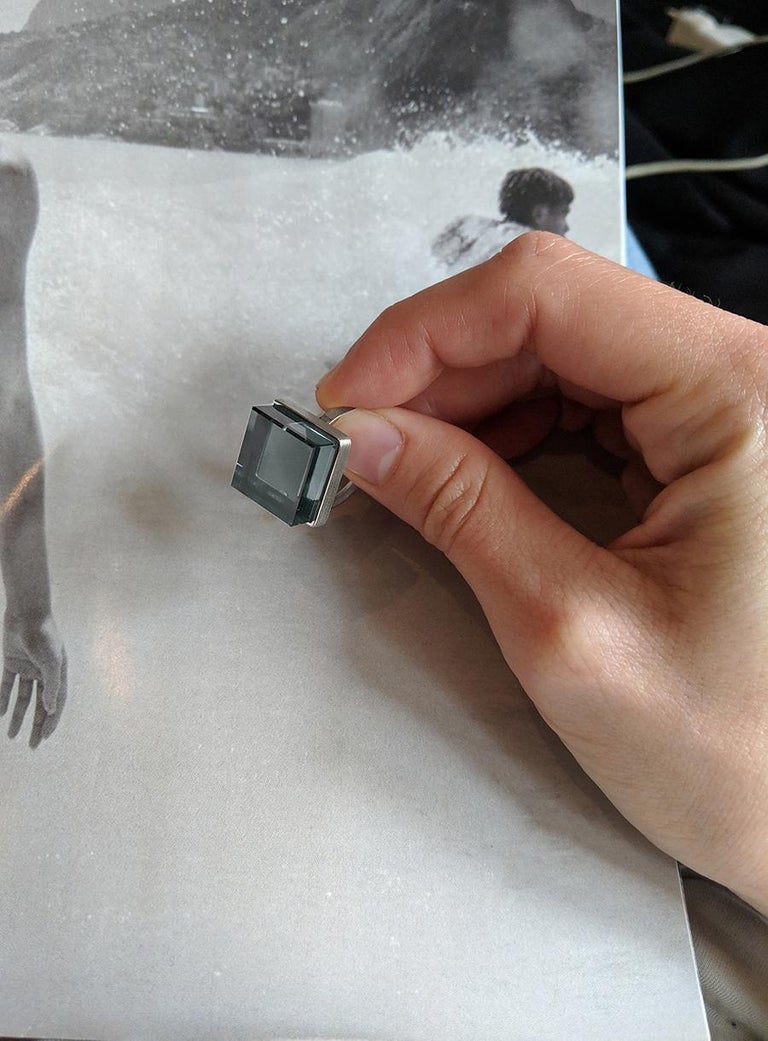 18 Karat Gold Art Deco Style Ink Ring Blue Topaz by Artist, Featured in ...