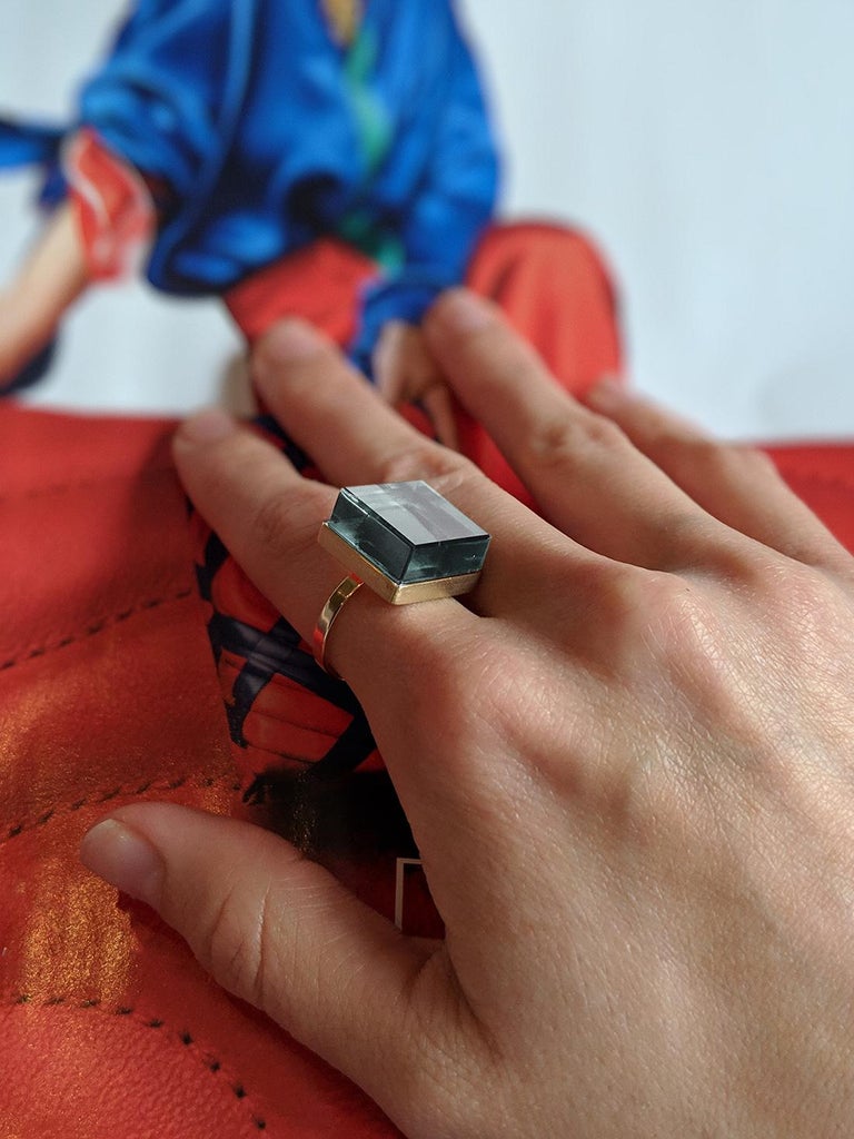 18 Karat Gold Art Deco Style Ink Ring wit Blue Quartz, Featured in ...